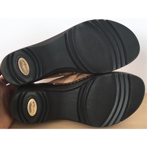 Softspots | Shoes | Softspots Tan Brown Leather Wedge Slip On Clogs ...